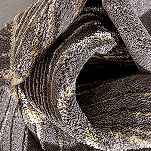 Well Woven Fairmont Madeline 7'10" X 9'10" Grey Retro Marble Pattern Glam Area Rug