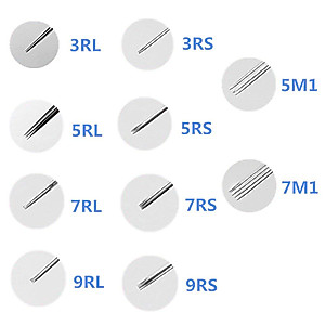 Tattoo Needles Set - Autdor 50PCS Mixed Tattoo Needles 3RL,5RL,7RL,9RL,3RS,5RS,7RS,9RS,5M1,7M1 Disposable Sterile Tattoo Gun Needles Assorted Liners,Shaders and Magnum (Mixed-RL/RS/M1-50pcs)