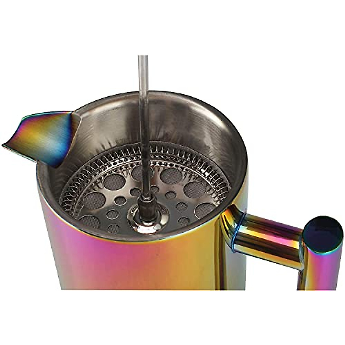 MAGICAFÉ French Press Coffee Maker – 1 or 2 Cups Small Stainless Steel Coffee Maker Double Walled French Press Rainbow 12oz/350ml