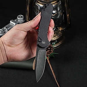 CIVIVI Elementum II Pocket Folding Knife, 2.96" Nitro-V Steel Blade G10 Handle Utility Knife with Deep Carry Pocket Clip for Camping Hiking Hunting C18062P-1