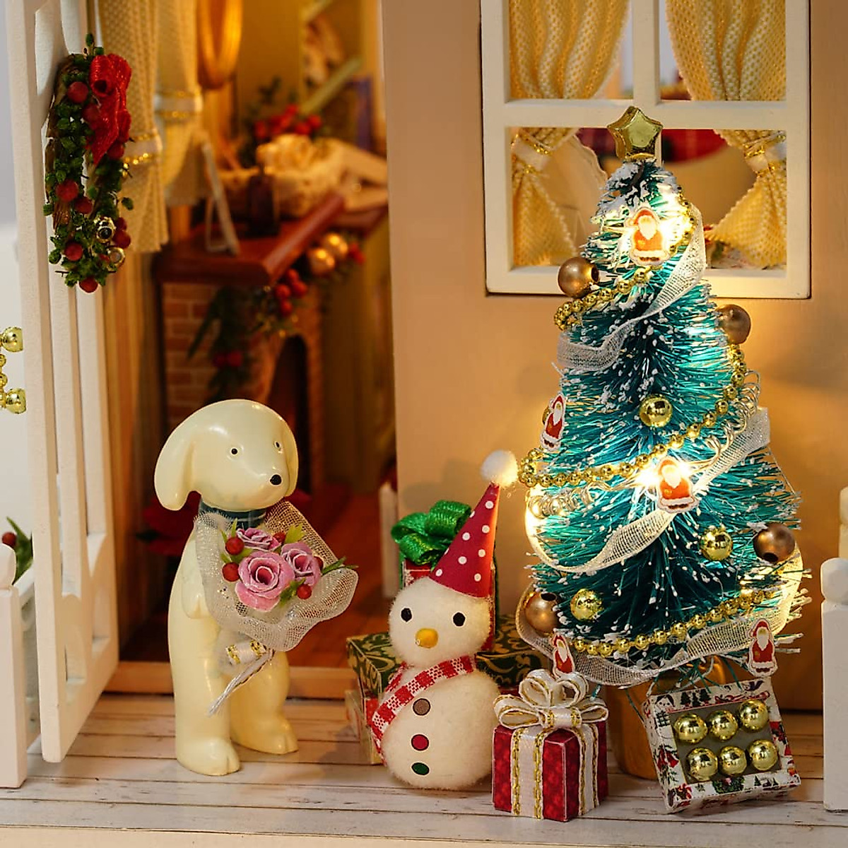 Ailgely DIY Miniature Dollhouse Kit Realistic Mini 3D Wooden Doll House Kit,Tiny House Kit with Furniture LED Lights,Miniature House Kit 1:24 Scale,Gift for Birthday Valentine's Wedding Day