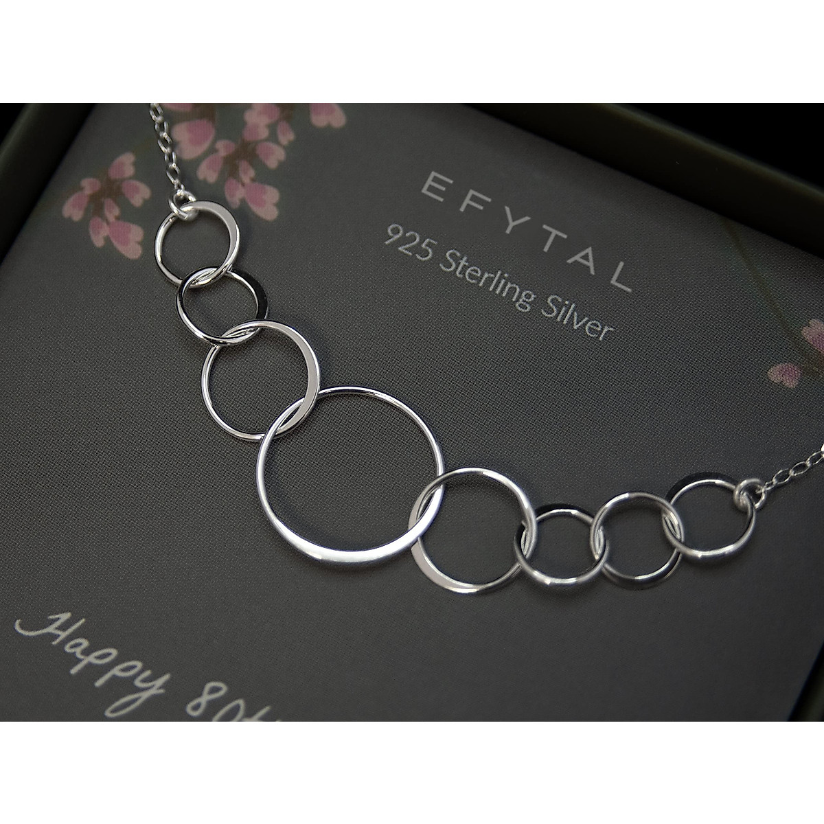 EFYTAL 80th Birthday Gifts for Women, Sterling Silver Eight Circle Necklace for Her, 80 Year Old Birthday Gifts for Women, 80th Birthday Decorations for Women, 80th Party, 80th Presents