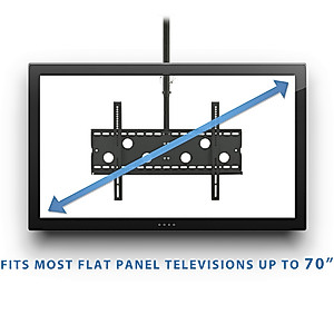 Mount-It Ceiling TV Mount For 32 37 40 42 43 50 55 60 65 70 Inch Flat Panel Televisions, Articulating Hanging Swivel TV Pole Bracket Adjustable Height 175 Pound Capacity, Black (MI-501B), Single