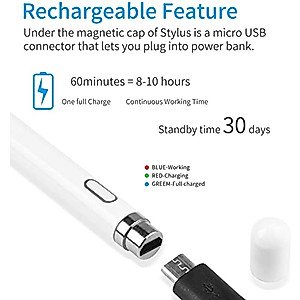 Stylus Pens for Touch Screens,Active Stylus Pen Compatible with Apple iPad, Capacitive Pencil for Kid Student Drawing, Writing,High Sensitivity,for Touch Screen Devices Tablet,Smartphone (White)