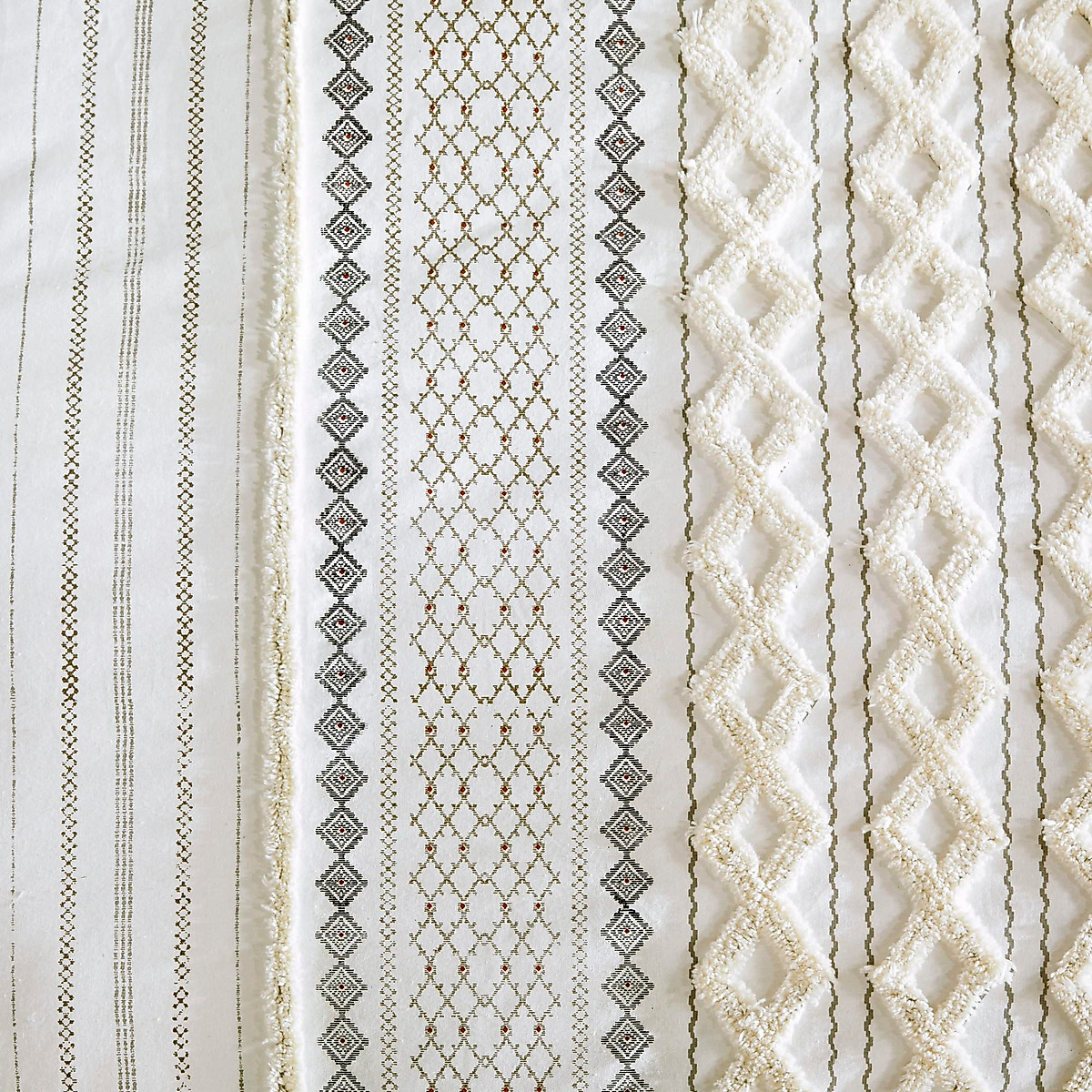 INK+IVY Imani 100% Cotton Duvet Mid Century Modern Design, All Season Comforter Cover Bedding Set, Matching Shams, King/Cal King, Ivory Chenille Tufted Accent 3 Piece