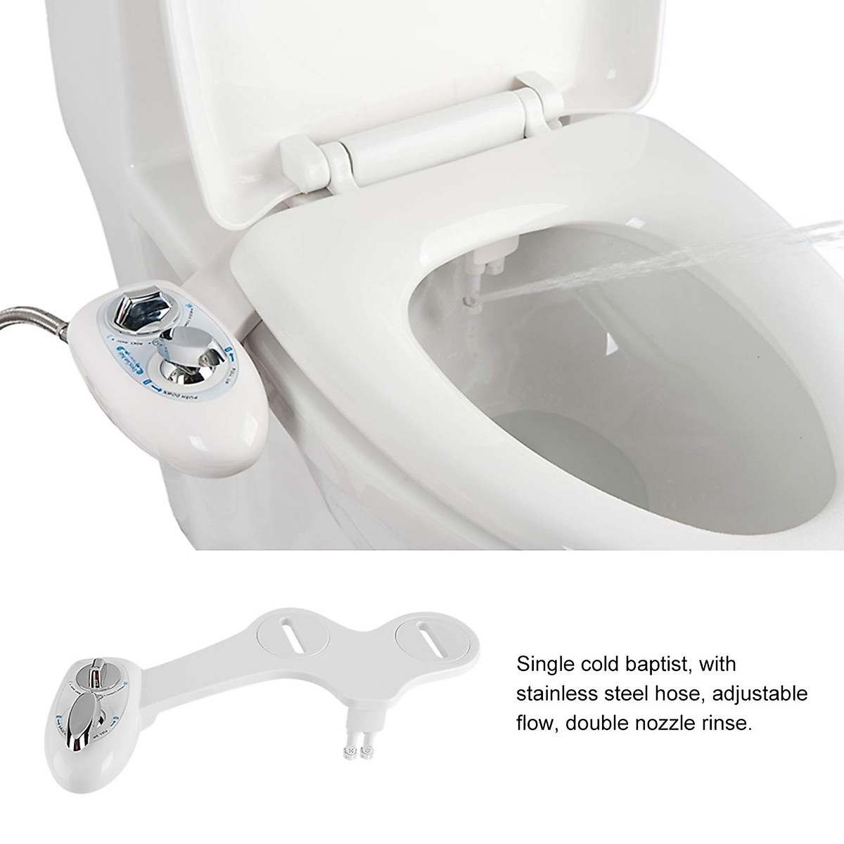 Bidet Attachment for Toilet Seat, Fresh Water Bidet Attachment Adjustable Water Pressure, Rear and Feminine Wash Self-Cleaning Attachment