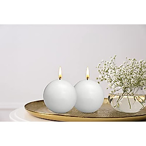 Bolsius 2 Count White Ball Candles - 2.75 Inches Unscented Candle Set - Premium European Quality - Dripless And Smokeless Clean Burning Dinner Candle - Perfect for Wedding, Party, And Special Occasion