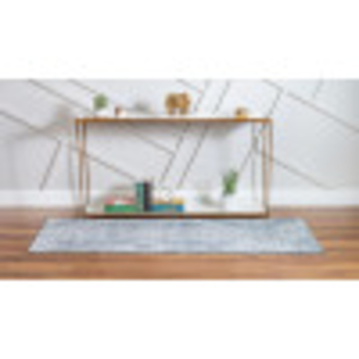 Unique Loom Portland Collection Southwestern Inspired Striped Tone Area Rug, 2 ft 2 in x 12 ft, Blue/Gray