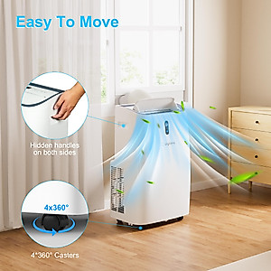 Wiytamo 14,000 BTU Portable Air Conditioners for Room Up to 700 Sq.Ft, Cool, Heat, Dehumidifier & Fan 4 in 1 Portable AC Unit, Room Air Conditioner with LED Display & Remote/24 Hrs Timer/Auto Swing