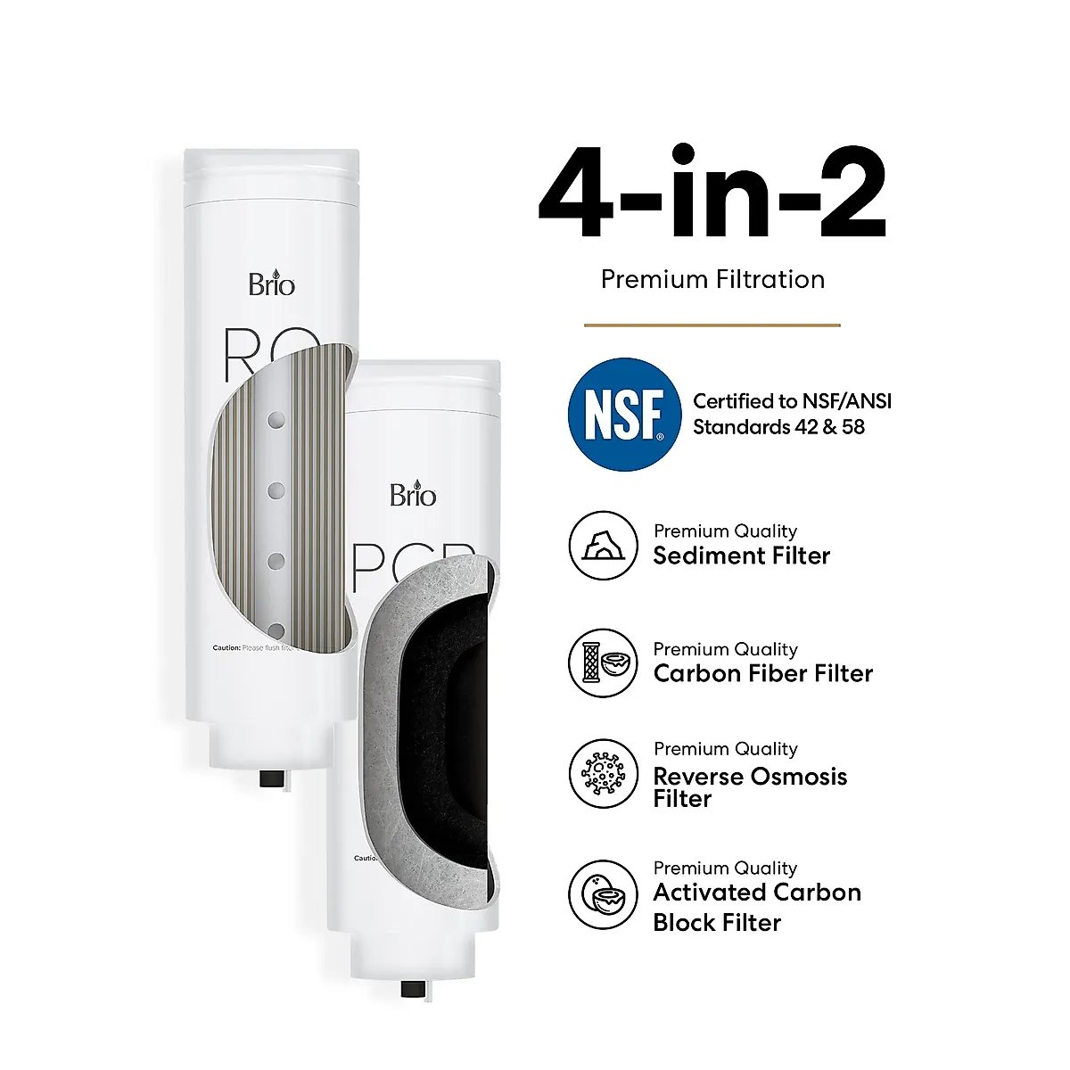 Brio Reverse Osmosis Water Filtration System, 700 GPD, 2:1 Pure to Drain, Tank-Less, Under Sink Faucet Mount