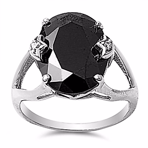 Star Black Simulated CZ Beautiful Ring New .925 Sterling Silver Band Size 5