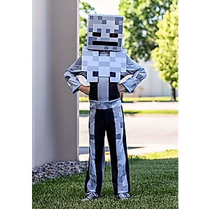 Disguise Minecraft Skeleton Costume for Kids, Video Game Inspired Character Outfit, Classic Child Size Small (4-6),Gray