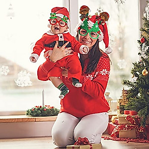 WWW 18 Pieces Christmas Party Costume Supplies, Christmas Glitter Party Glasses Frames Christmas Hat Christmas Headbands Christmas slap bracelets Set, 18 Pcs Assorted Design for for Christmas Party Favors Xmas Photo Booth Props