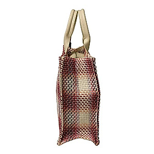 Pierre Cardin Large Pink Structured Tweed Canvas Shopper Tote for womens