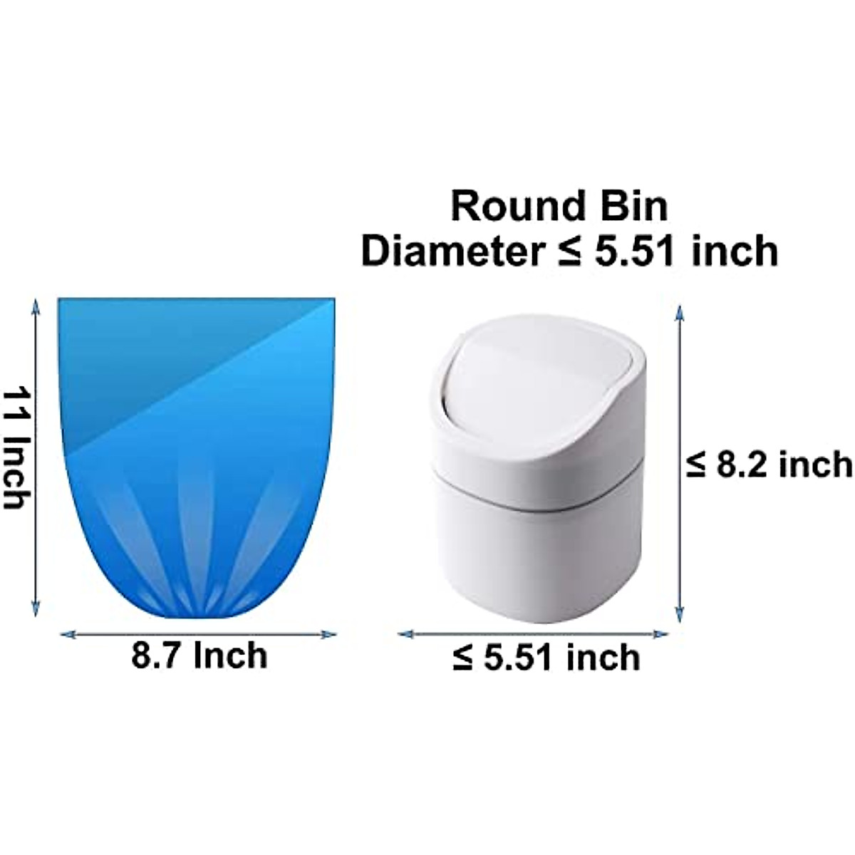 Sheebo Modern Plastic Mini Wastebasket Trash Can with Lid and 180 Counts Strong Mini Trash Bag Bundle