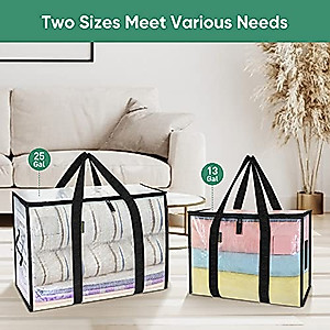 BALEINE 28 Gallon Moving Totes with Reinforced Handles, Heavy-Duty UnderBed Storage Bag for Moving Boxes, Clothes, Travel, Attics (6 Pack, White)