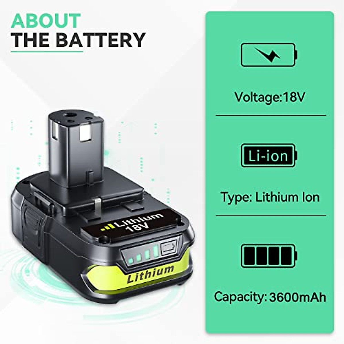 VINIDA 2Packs 3.0Ah P190 18Volt Lithium Replacement Battery for Ryobi 18V Battery P102 P103 P104 P105 P107 P108 P109 P106 Compatible with Ryobi 18V ONE Plus Cordless Tools