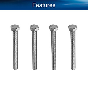 Yinpecly M8 Hex Bolt M8-1.25 x 80mm UNC Hex Head Screw Bolts 304 Stainless Steel Fully Threaded Hex Tap Bolts 4pcs