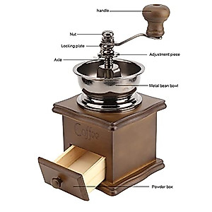 Hand Crank Grinder Steel Core Manual Coffee Bean Grinder Retro style for Home Camping Classic Mini Coffee Mill Hand Crank Coffee Grinder With Wooden handle