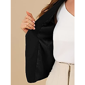 Allegra K Women's Open Front Office Work Business Casual Crop Suit Blazer Jacket Small Black-Solid