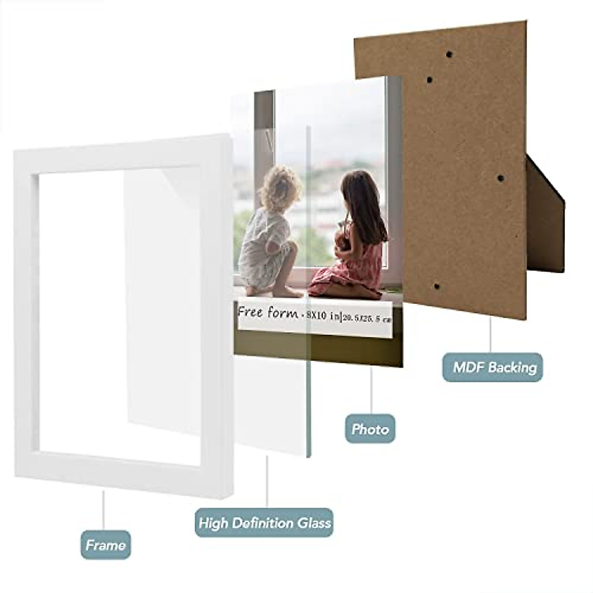 8x10 White Picture Frames Set of 2, Solid Wood Photo Frame with High Definition Glass, Rustic Simple Classic Handmade Wooden Frames for Wall Gallery Mounting or Table Top Display Decoration