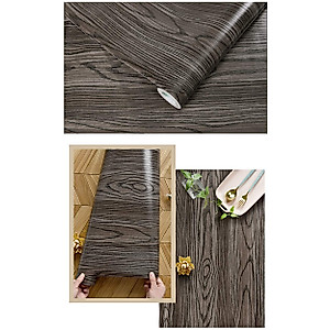 Self Adhesive Black and Brown Wood Grain Contact Paper for Kitchen Cabinets Door Table Counter Top Desk Furniture Walls 15.7x117 Inches