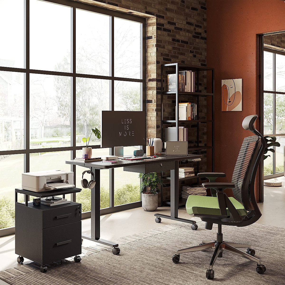 FEZIBO 2-Drawer Mobile File Cabinet, Wood Rolling Filing Cabinet for A4/Letter Size, Printer Stand, Storage Cabinet for Home Office, Rustic Brown