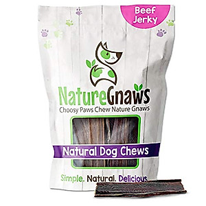 Nature Gnaws Beef Jerky Chews for Small Dogs - Premium Natural Beef Gullet Sticks - Simple Single Ingredient Tasty Dog Chew Treats - Rawhide Free - 4-5 Inch (20 Count)