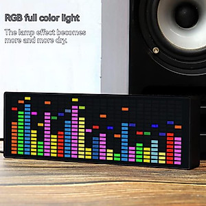 Led Music Spectrum Display,Voice-Activated Pickup Music Rhythm Lights,1624RGB Pickup With 12 Display Modes, 7 Color Modes, Creative Colorful LED Ambient Light black Spectrum voice + wire control