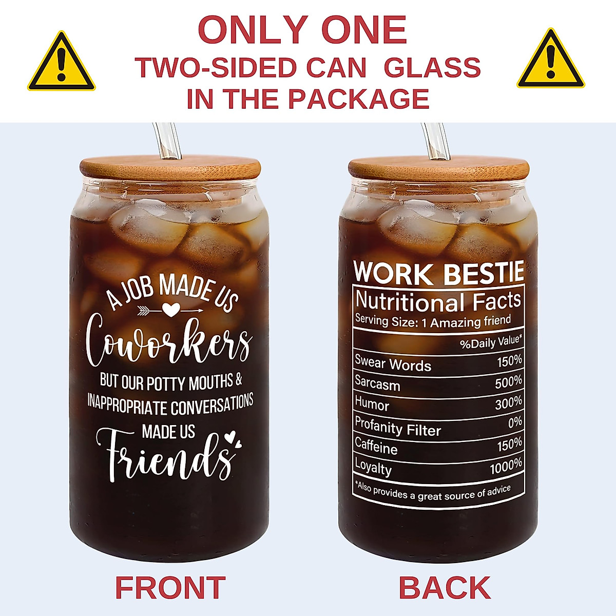 Coworker Gifts for Women - Farewell Gifts for Coworkers, Going Away Gift for Coworker, Goodbye Gifts for Coworkers - Christmas Gifts for Coworkers Women - Bestie Gifts for Women - 16 Oz Can Glass