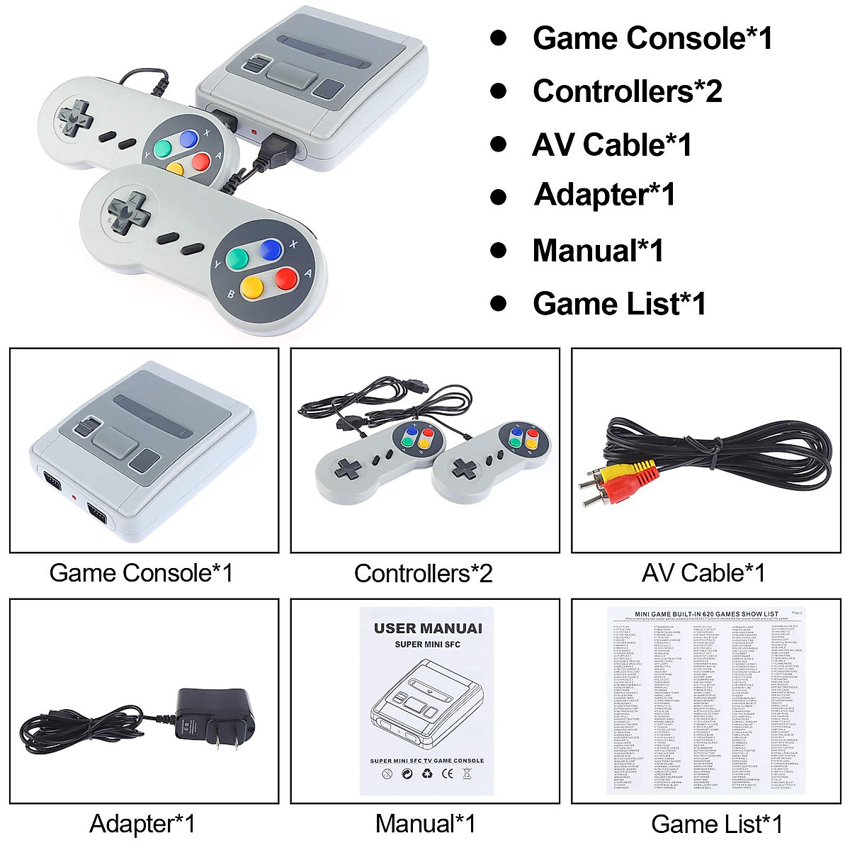 Wusteg Classic Game Console HDMI Output with 2 Joysticks Video Game Console Handheld Game Player Console Suitable for Family TV