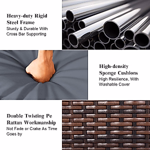 LUARANE Patio Corner Sofa Set, 3-Piece Outdoor Patio Conversation Furniture Sets, with Lounge Chair, Double Chair and Coffee Table, Patio Garden Poolside Lawn Backyard Furniture (Grey)