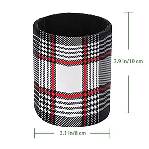 VIOQXI Classical Stripes Print Plaid Black Red White Pencil Cup for Desk Stand, Round Pen Holder Cup Pencil Cute, Pen Cup Pot Organizer Case, Make up Brush Holder for Women