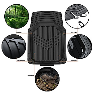 Amazon Basics 4-Piece Heavy Duty PVC Floor Mats with Cargo Liner, Waterproof Trim To Fit Car Mats, Black