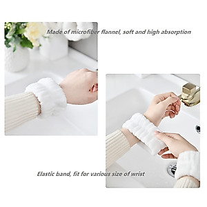 2pc Wristbands for Washing Face and Skin Care Spa Wrist Washband Flannel Wrist Wash Band Towel Absorb Wristbands Wrist Sweatband for Female Women Girls Reduce Liquid Water from Spilling Down Arms (2)