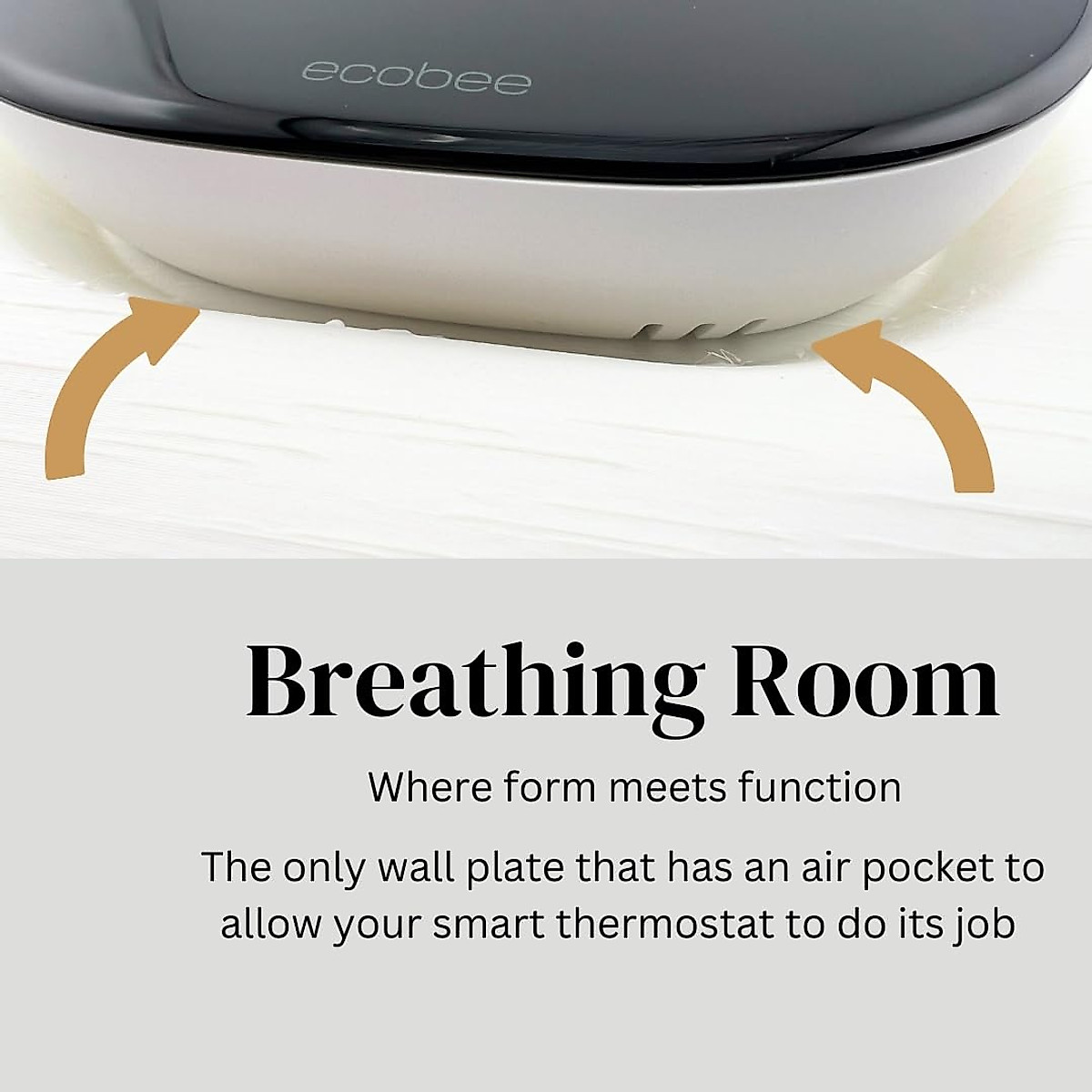 Solar White Rectangle Wall Plate for Ecobee Smart Thermostat Enhanced and Premium, Modern Textured Design