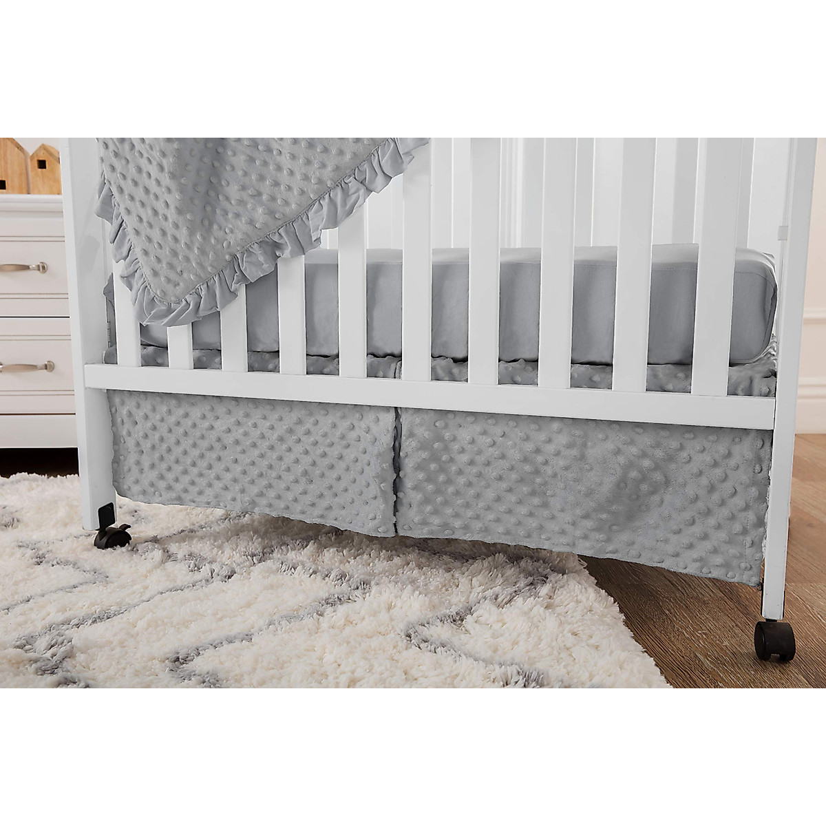 American Baby Company Heavenly Soft Minky Dot 3-Piece Mini/Portable Crib Bedding Set, Grey, for Boys and Girls