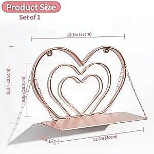 Godimerhea 12in Heart Floating Shelves for Wall, Cute Funny Heart Wall Mounted Hanging Shelf Rose Gold Unique Small Decorative Storage Racks for Bedroom, Bathroom, Living Room