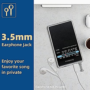 Retekess PR15 Pocket NOAA Weather Radio, AM FM Emergency Weather Radio Portable, Little Transistor Radio Powered by AAA Battery for Walking, Camping (Silver Black)