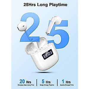 GCBIG Wireless Earbud, Bluetooth 5.3 Headphones with 4 ENC Noise Cancelling Mics, Wireless Headphones in Ear with 25H Playtime, IP7 Waterproof Sports Bluetooth Earphones HiFi Stereo for Android iOS