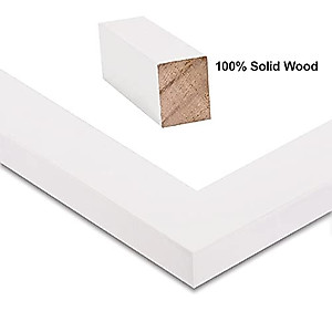 5x7 White Picture Frames Set of 2, Solid Wood Photo Frame with High Definition Glass, Rustic Simple Classic Handmade Wooden Frames for Wall Gallery Mounting or Table Top Display Decoration