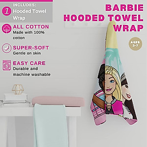 Barbie Bath/Pool/Beach Soft Cotton Terry Hooded Towel Wrap, 24 in x 50 in, By Franco Kids