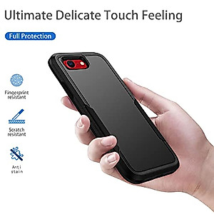 Hsefo Compatible with iPhone SE 2020/2022 Case, for iPhone 7/8 Case, Heavy Duty Shockproof Protective Black Phone Case for SE2 / SE3 / 7/8, 4.7-inch