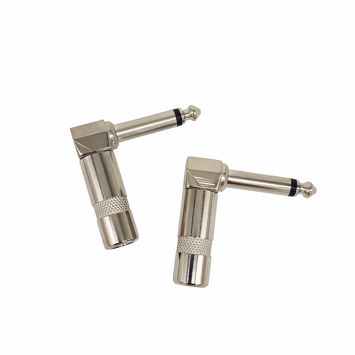 Douzime 10Pcs 1/4 inch Audio Plugs TS Mono Male Solder Type 6.35 mm Stereo 90 Degree Right Angle Plug for Speaker Guitar Microphone Cable Snakes Soldering Connector