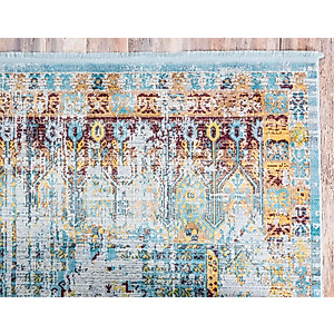 Unique Loom Baracoa Collection Area Rug - Cayo Hueso (5' 5" x 8' Rectangle, Light Blue/ Beige)