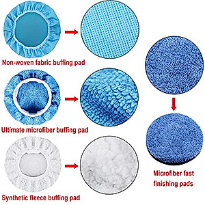 SIQUK 17 Pieces 6 Inch Buffing Pads Foam Polishing Pad Wax Buffer Polish Pads Bonnets Car Polishing Buffing Pad Buffer Attachment for Drill