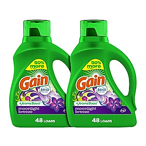 Gain + Aroma Boost Laundry Detergent Liquid Soap, Moonlight Breeze Scent, 45 Loads, 65 Fl Oz, Pack Of 2, He Compatible