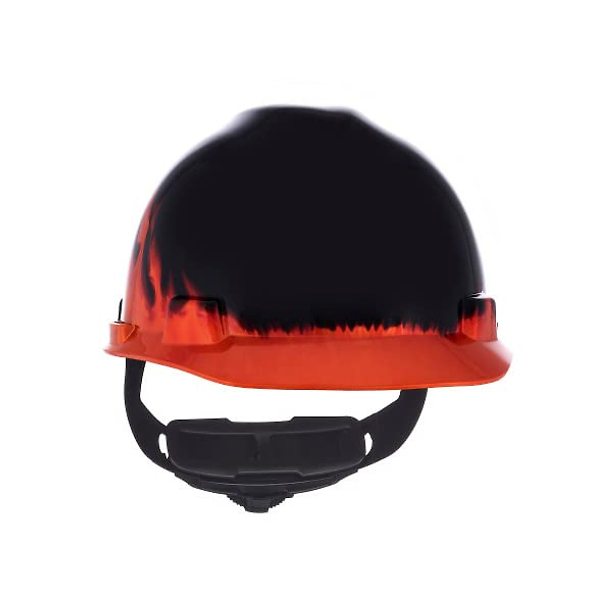 MSA 10092015 Freedom Series V-Gard Cap Style Safety Hard Hat with Fas-Trac III Ratchet Suspension | Polyethylene Shell, Self Adjusting Crown Straps - Standard Size in Black Fire