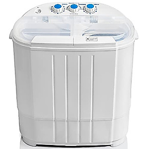 Deco Home Compact Washing Machine with Twin Tub for Wash and Spin Dry, Portable, Built-in Gravity Drainage System, Agitation Wash Cycles, Use Less Soap and Water, for Dorms, Apartments, RVs