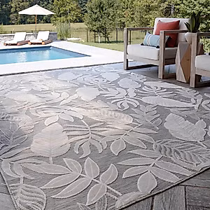 Large Jute Water Resistant Indoor Outdoor Rug 8x10 - Traditional Outdoor Rugs for Patio, Entryway, Deck, Porch, Camping, RV - Outside Area Rug